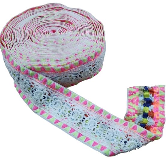 GALON BORDADO 45 MM. ROSA/AMARILLO POR 10 METROS - Productos - Mercería ...